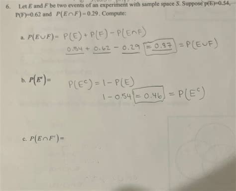 Solved Let E ﻿and F ﻿be Two Events Of An Experiment With