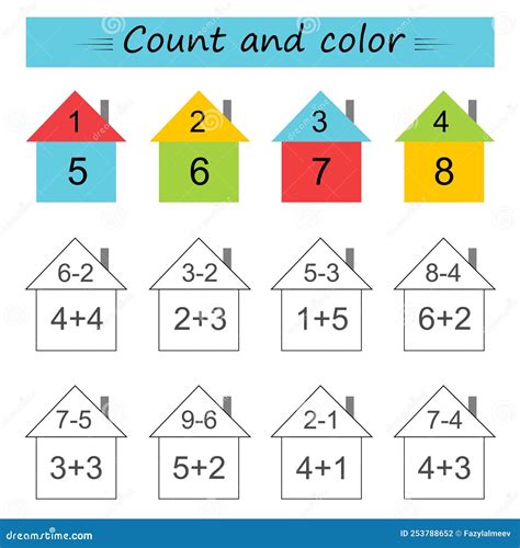 Math Activity Number Range Up To 10 Developing Numeracy Skills Vector Stock Vector
