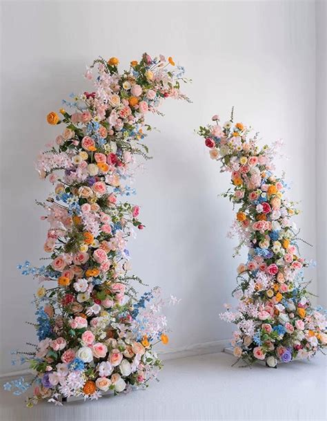 Spring Pastel Colors Wedding Arch Floral Arrangement Blue Orange