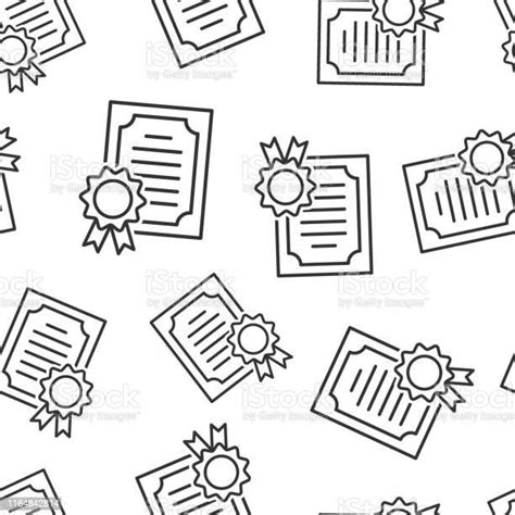 인증서 아이콘 원활한 패턴 배경입니다 흰색 격리 된 배경에 라이센스 배지 벡터 그림입니다 수상자 메달 비즈니스 개념입니다 공부에 대한 스톡 벡터 아트 및 기타 이미지