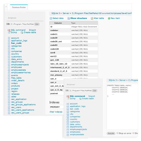 Databases Features Scriptcase