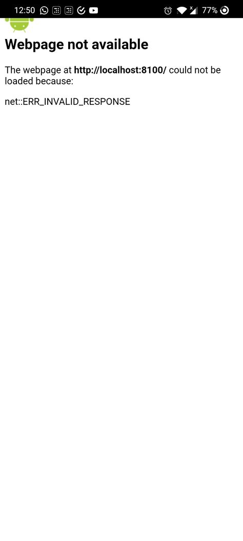 Angular Ionic Cordova Run Android Webpage Not Available Stack Overflow