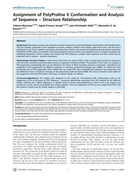 Pdf Assignment Of Polyproline Ii Conformation And Analysis Of Sequence Structure Relationship