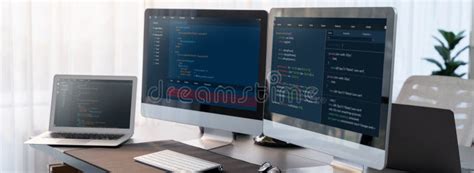 Software Development Interface Display Coding Script On Monitor
