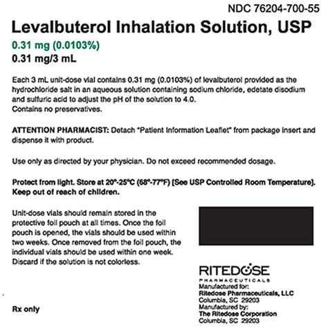 Levalbuterol Inhalation Solution 031 Mg Nebulizer Vial 3 Ml X 30box