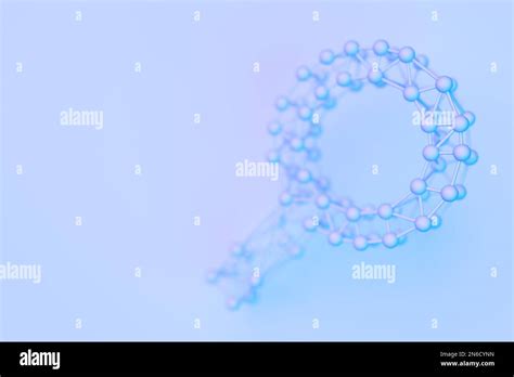 3d Illustration Of A Magnifying Glass Icon With A Detailed Molecular System On A Blue Background