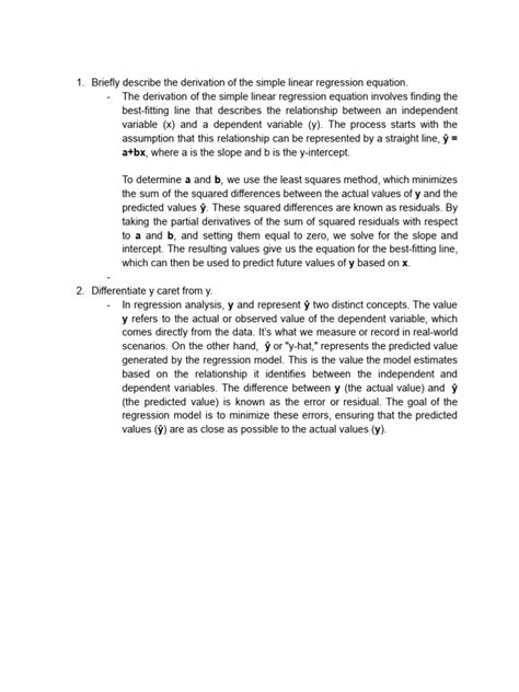 Derivation Of Linear Regression Model Pdf