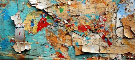 Premium Photo Weathered Map With Rich Colors And Worn Textures