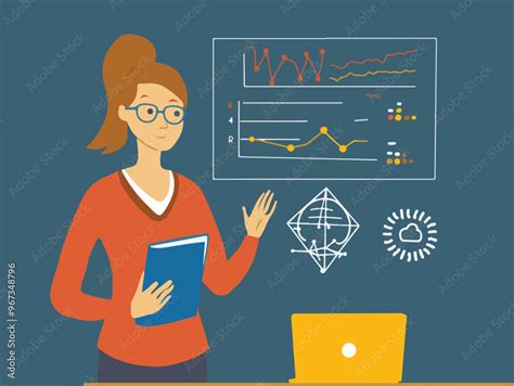 A Vectorial Icon Representing A Young Teacher Giving A Course About