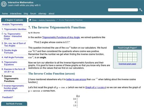 Interactive Mathematics The Inverse Trigonometric Functions Website