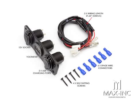Universal Panel Mount 12v Socket Twin Usb Voltmeter Power Supply