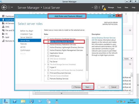 installing and configuring active directory in windows server 2012