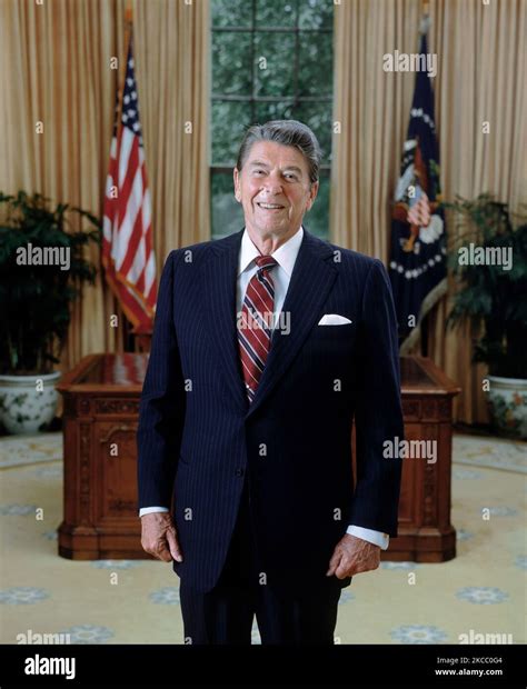 Presidential Portrait Of Ronald Reagan In The Oval Office At The White
