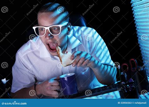 Nerd And Computer Stock Image Image Of Funny Addicted 22856563