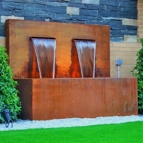 Free Standing Corten Steel Pond Wall And Waterfall Fountain Garden