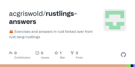 Github Acgriswoldrustlings Answers Exercises And Answers In Rust