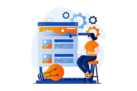 Ui Ux Design Concept With People Scene In Flat Cartoon Design Stock