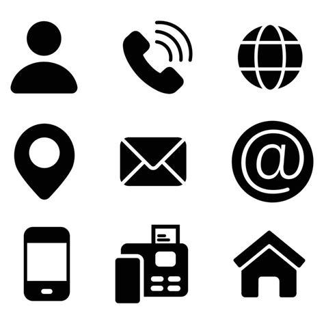 Business Card Set Icon Set In Line Style Contact Information Home