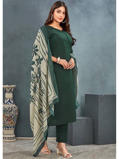 Green Roman Silk Blend Kurta Pant Dupatta Set Leeza Store 4527745