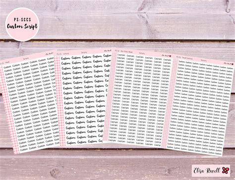 custom script sticker sheet planner stickers choose your script cursive font block font