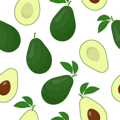 Premium Vector | Avocado with pit vector seamless pattern