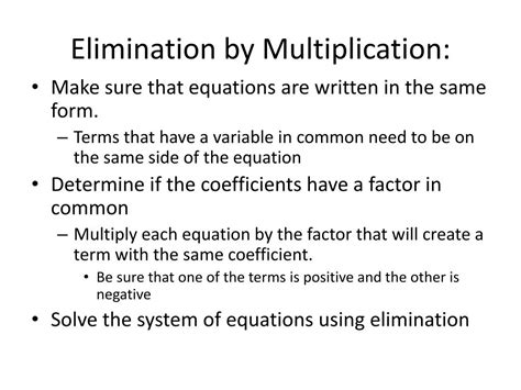 Ppt Mastering Elimination Method For Solving Systems Of Equations