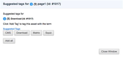 Tagging Asset Screens Manuals Squiz Matrix 5 Documentation