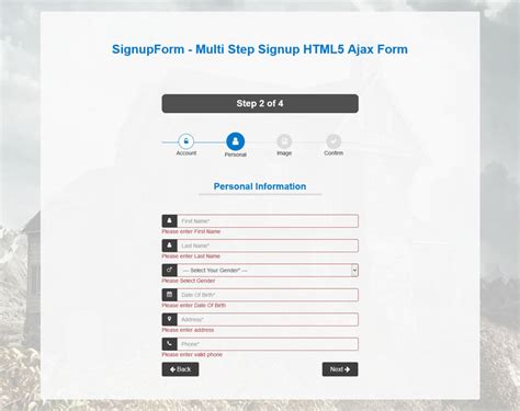 Signupform Multi Step Signup Html Ajax Form By Mgscoder Codecanyon