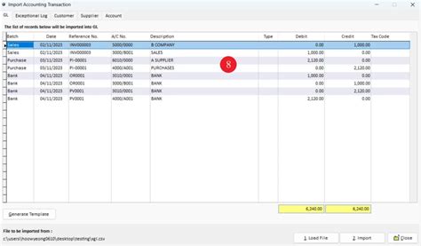 import transaction using excel file million software
