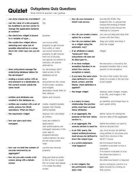 quizlet outsystems quiz questions pdf databases parameter