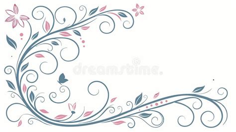 Elegant Floral Corner Design With Leaves And Swirls Decorative