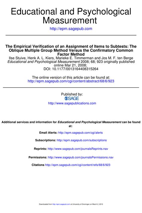 Pdf The Empirical Verification Of An Assignment Of Items To