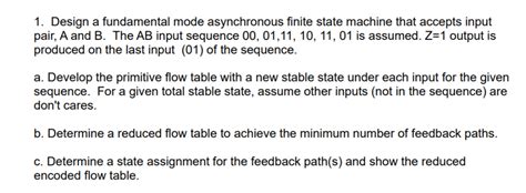 Solved Design A Fundamental Mode Asynchronous Finite State