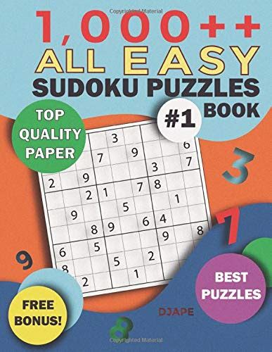 1000 All Easy Sudoku Puzzles Book Top Quality Paper Best Puzzles Free Bonus Sodoku
