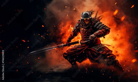 Foto De Samurai Fury The Midst Of Battle A Badass Samurai Dons Full