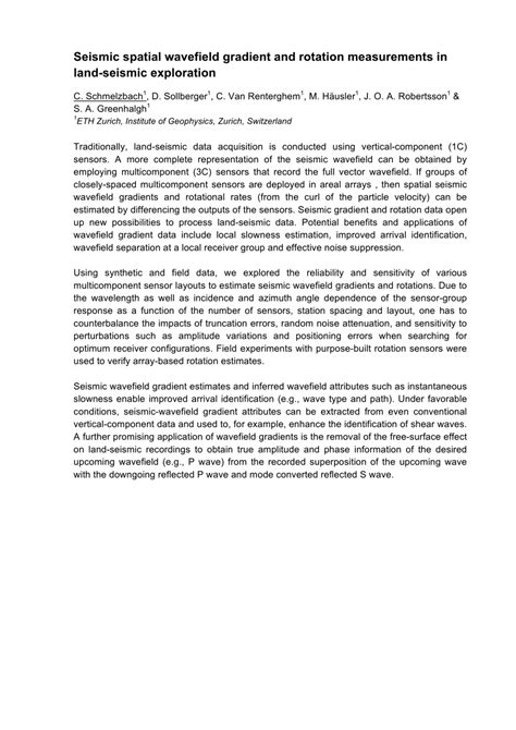 Pdf Seismic Spatial Wavefield Gradient And Rotation Measurements In