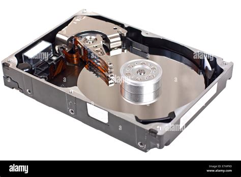 Open Hard Drive Unit From Above Isolated Over White Background With Clipping Path Stock Photo