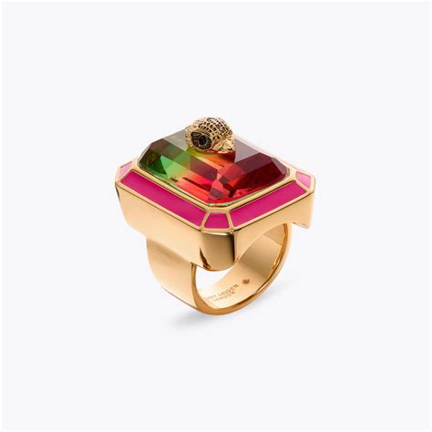 Small Emerald Stone Ring Chunky Gold Ring By Kurt Geiger London