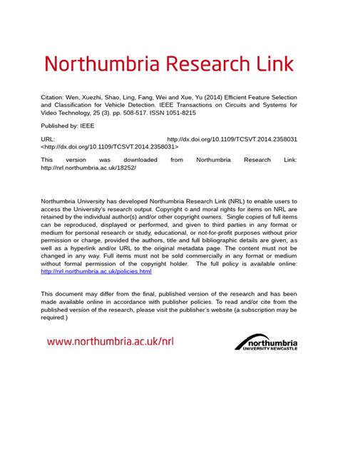 Efficient Feature Selection And Classification For Vehicle Detection Pdf Support Vector