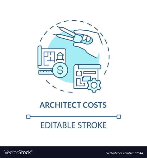 Thin Line Blue Icon Architect Costs Concept Vector Image