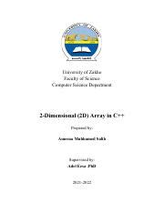 Dimensional D Array In C Pdf University Of Zakho Faculty Of Science Computer Science