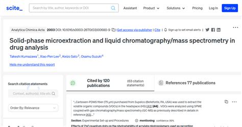 Citation Report Solid Phase Microextraction And Liquid Chromatography