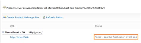 Create Project Web App Failed To Provision Databases