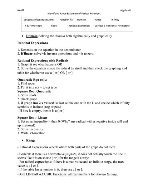Types Of Functions Domain Range Docx