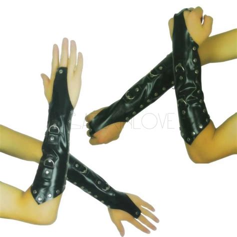 Sexy Black Latex Costume Rubber Arm Wear Latex Long Gloves Collet Finger Rubber Mens Latex