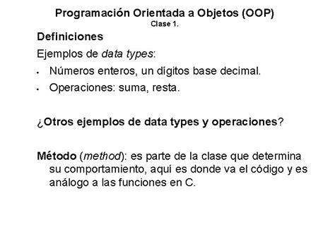 Programacin Orientada A Objetos Oop Clase 1 Profesor