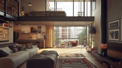 Design Exploded View Of Loft Apartment Infographic Stock Illustration