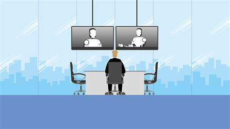 ฺ 향후 비즈니스 온라인 회의 원격 회의 화상 콜의 기술 개념 사람들은 사무실 방에서 화상 회의에서 인터넷으로 말하는 로봇 인공