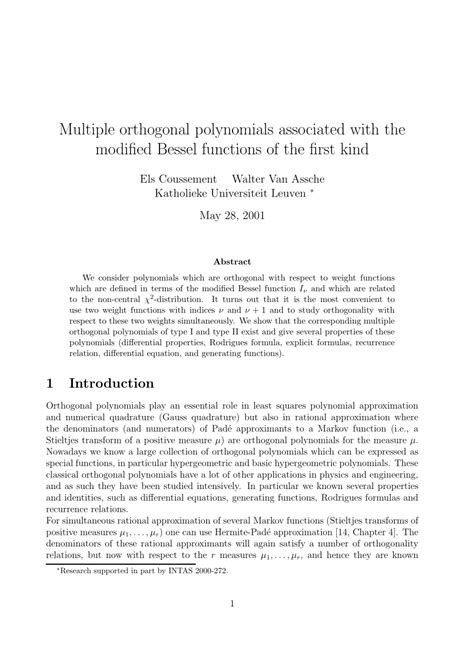 Pdf Multiple Orthogonal Polynomials Associated With The Modified
