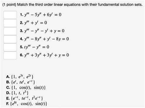 Solved 1 Point Match The Third Order Linear Equations With